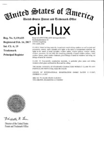 air-lux now trademarked in the USA | air-lux